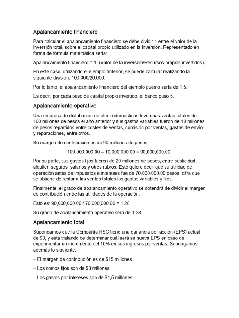 Apalancamiento financiero | PDF | Apalancamiento (Finanzas) | Negocios económicos
