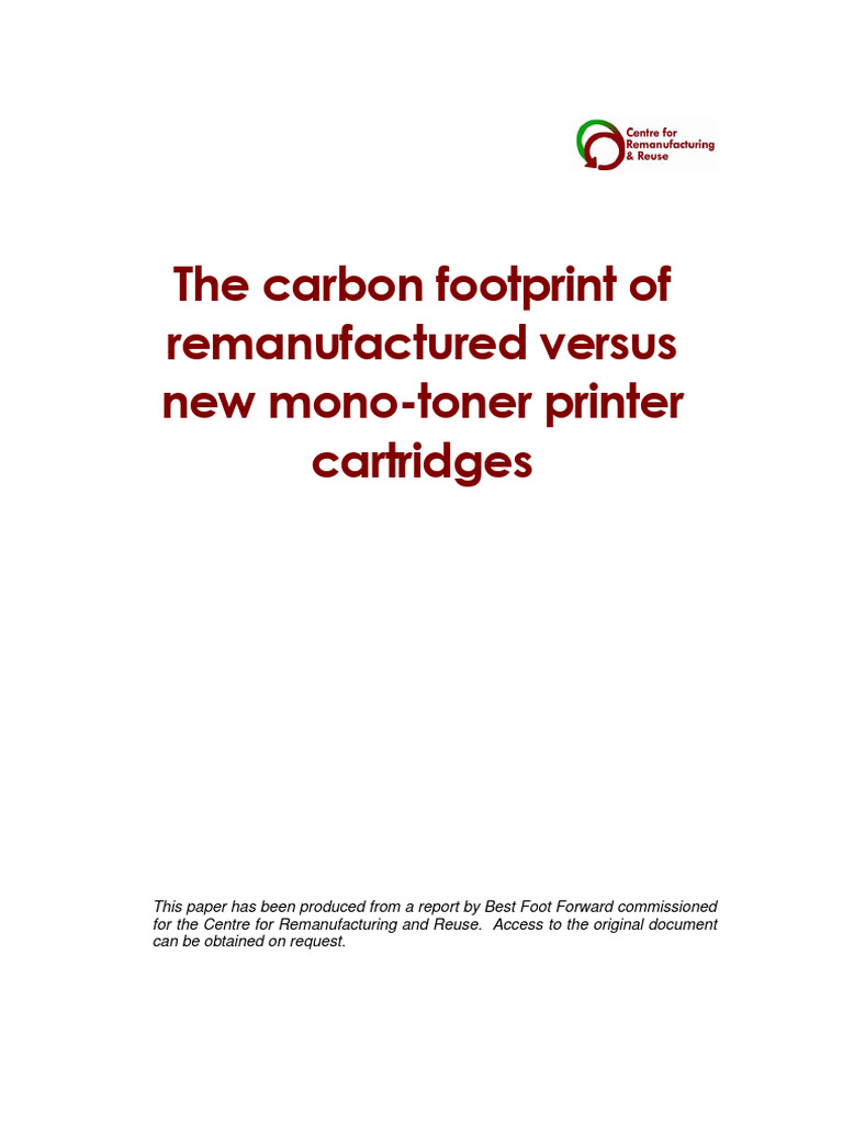 Carbon Footprint: Remanufactured vs New Toner | PDF | Carbon Footprint ...