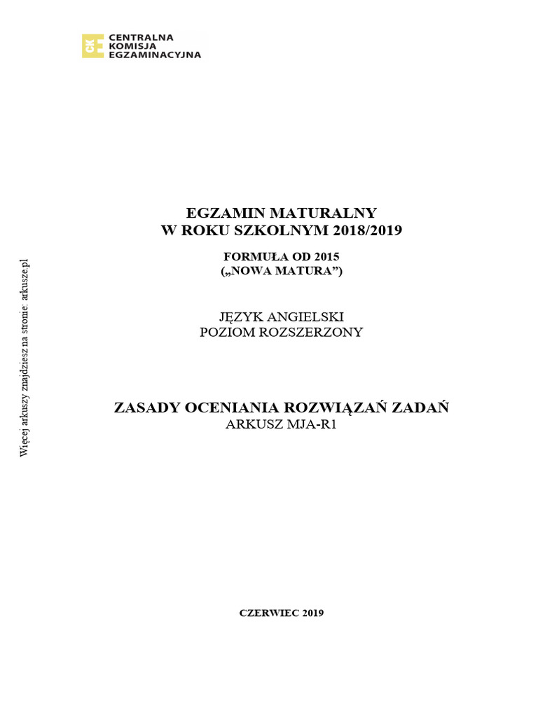 2023 ANG Roz 2019 Cze Odpowiedzi | PDF