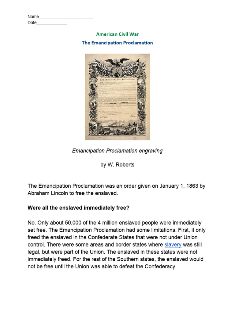 Emancipation Proclamation Reading | Download Free PDF | Emancipation ...
