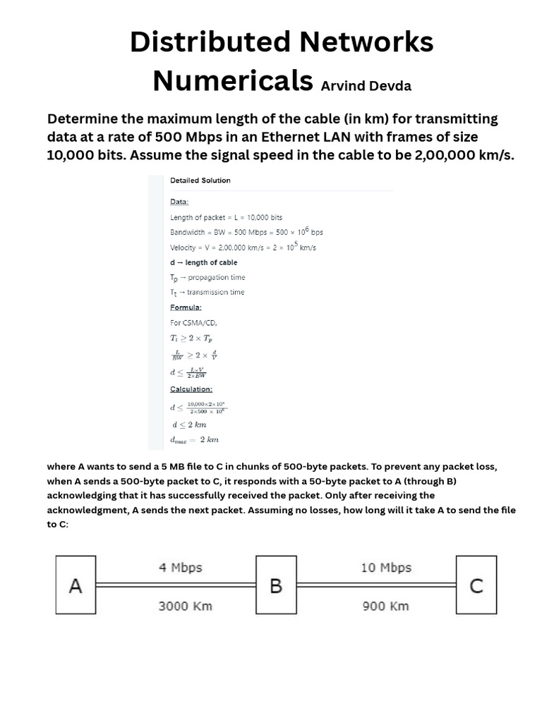 Distributed Networks Numericals | PDF