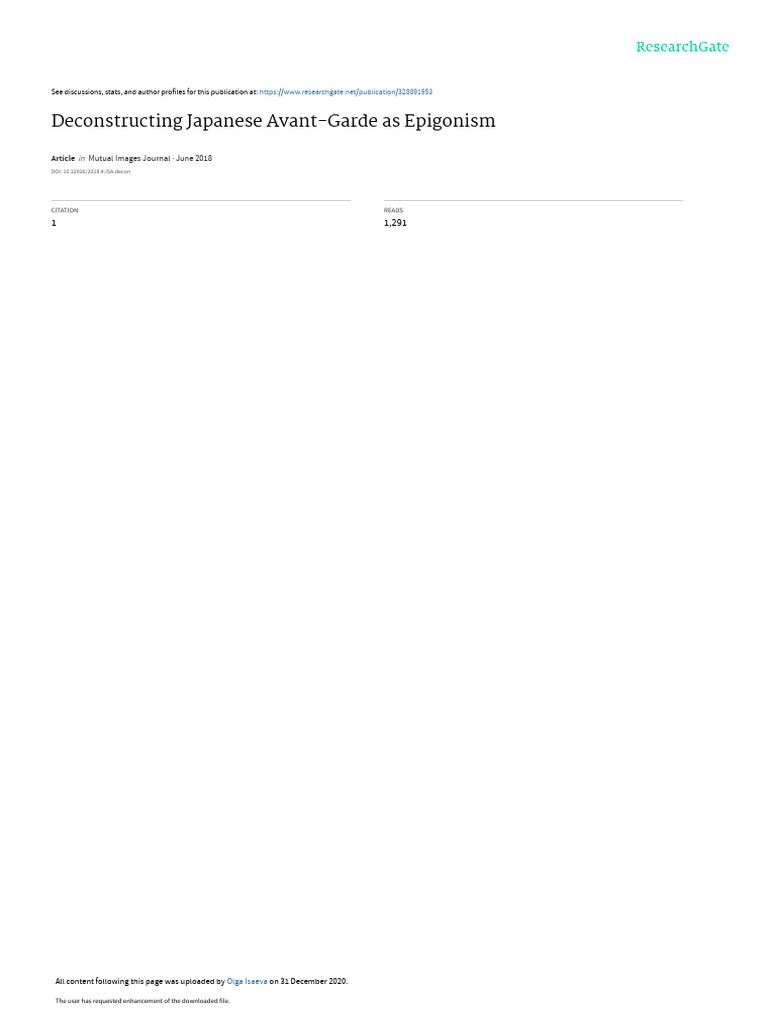 Deconstructing Japanese Avant-Garde As Epigon | PDF | Impressionism ...