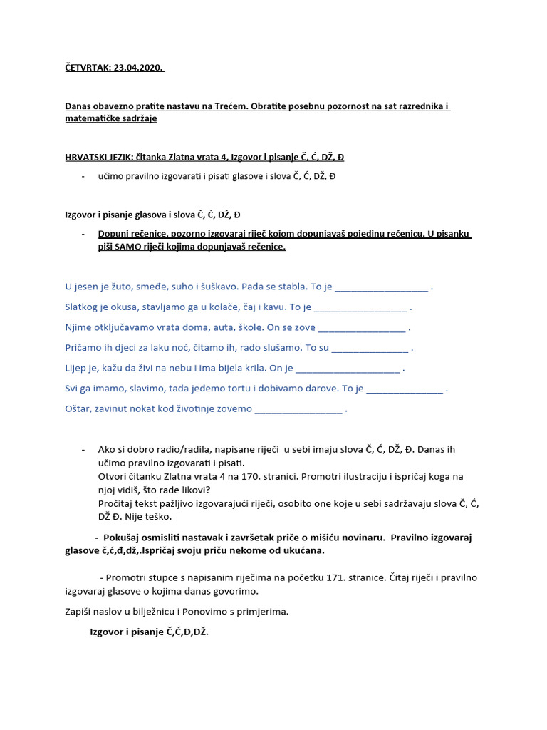 Cetvrtak 23.04.2020 | PDF