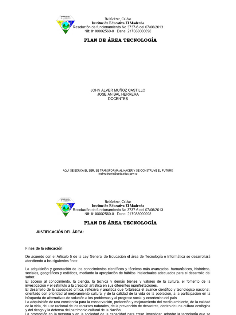 Plan de Tecnologia e Informatica | PDF | Evaluación