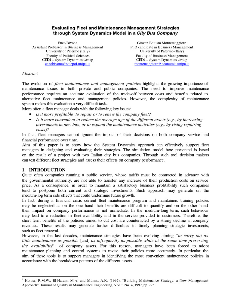 Evaluating Fleet and Maintenance Managem | PDF | Reliability Engineering | Simulation