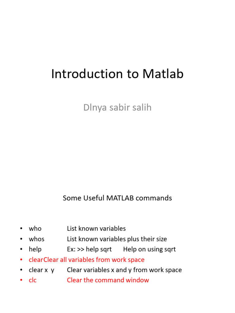 MATLAB Lecture 2 | PDF | Linear Algebra | Applied Mathematics