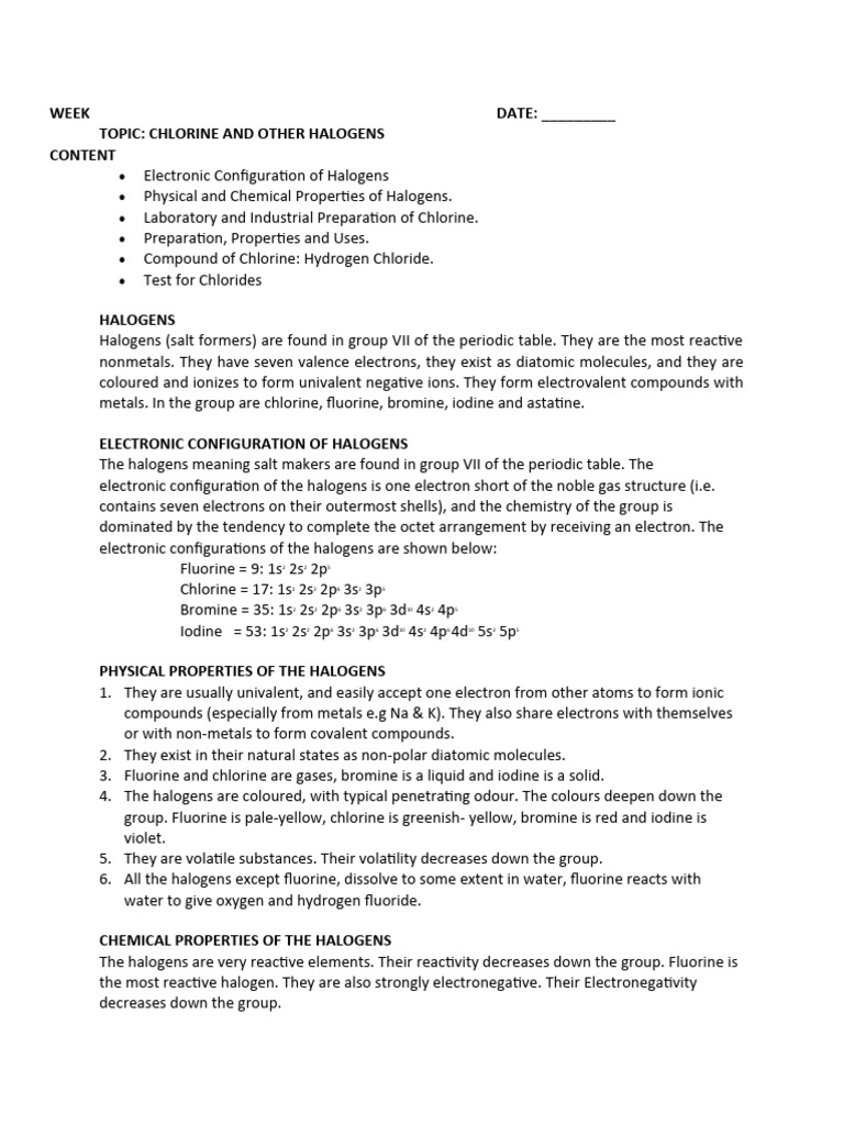 CHLORINE-AND-OTHER-HALOGENS | PDF | Chlorine | Chemical Compounds