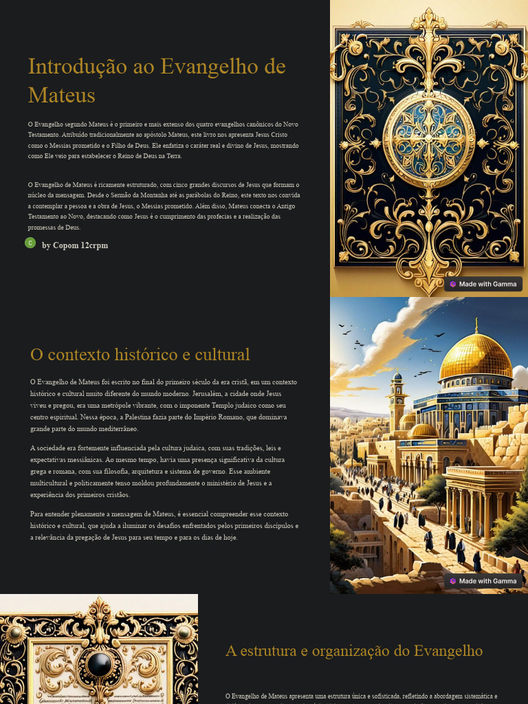 Evangelho de Mateus: Mensagem e Estrutura | PDF | Jesus | O Reino de Deus