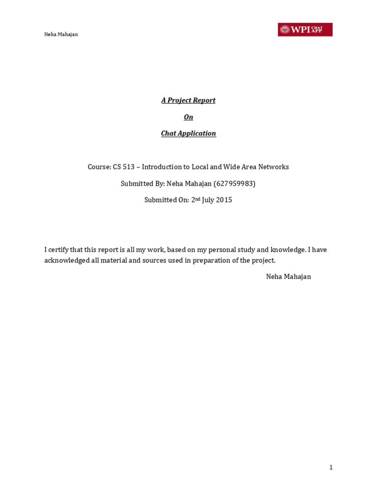 Chat Application Pdf Port Computer Networking Server Computing