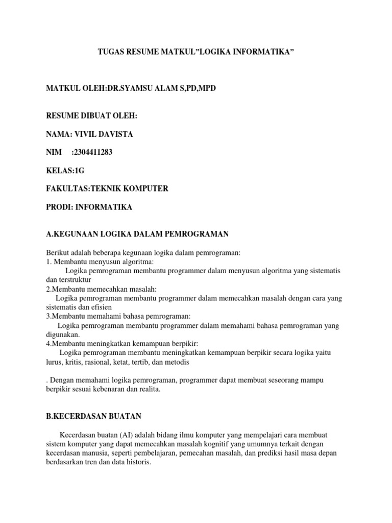 Kegunaan Logika dalam Informatika | PDF