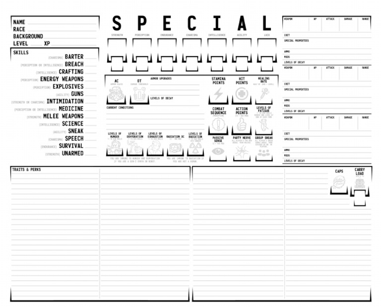 Character Sheet Arcane-Arcade Fallout 2.0 | PDF
