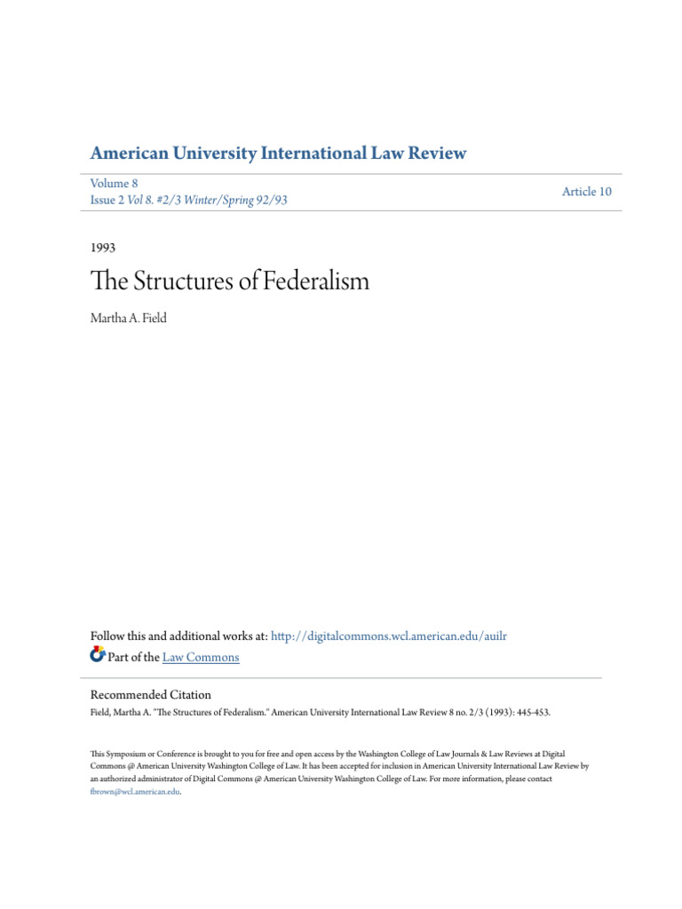 The Structures of Federalism | PDF | Federal Government Of The United ...