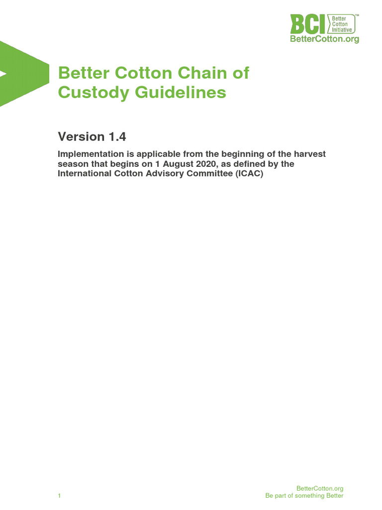 Better Cotton CoC Guidelines V1.4 Final July 2020 | PDF | Supply Chain ...