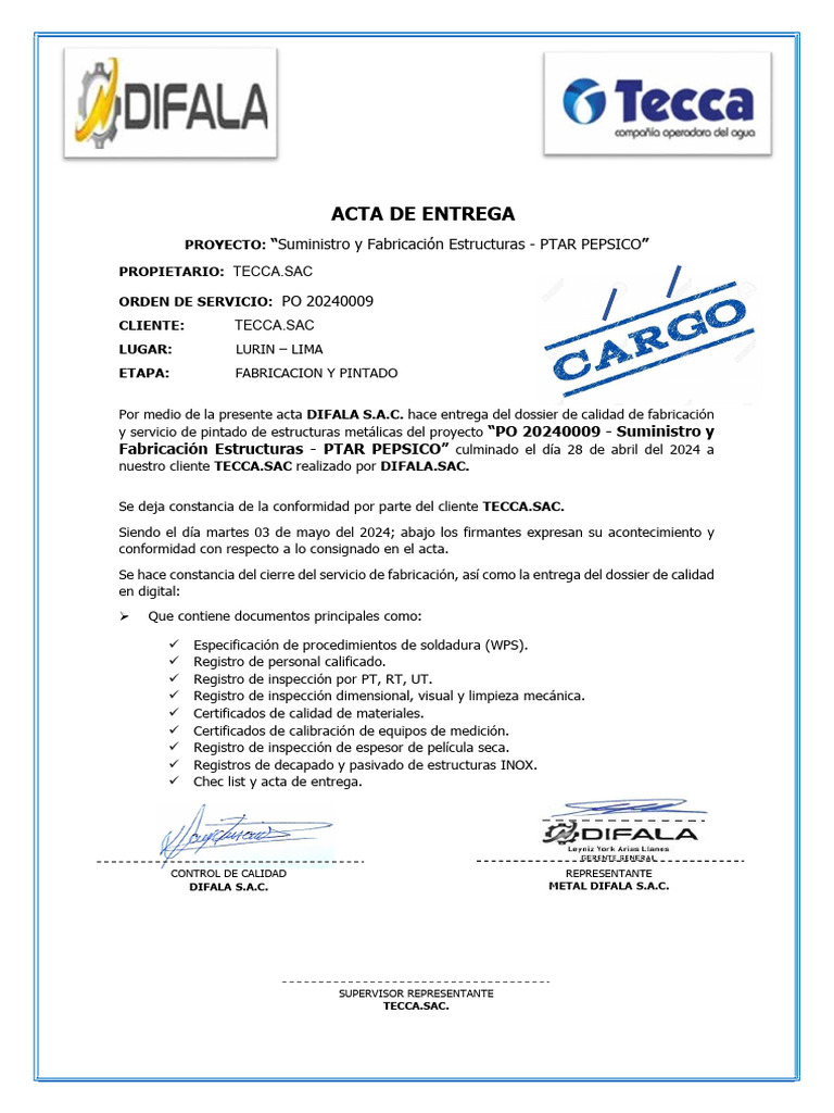 Acta de Entrega Final | PDF
