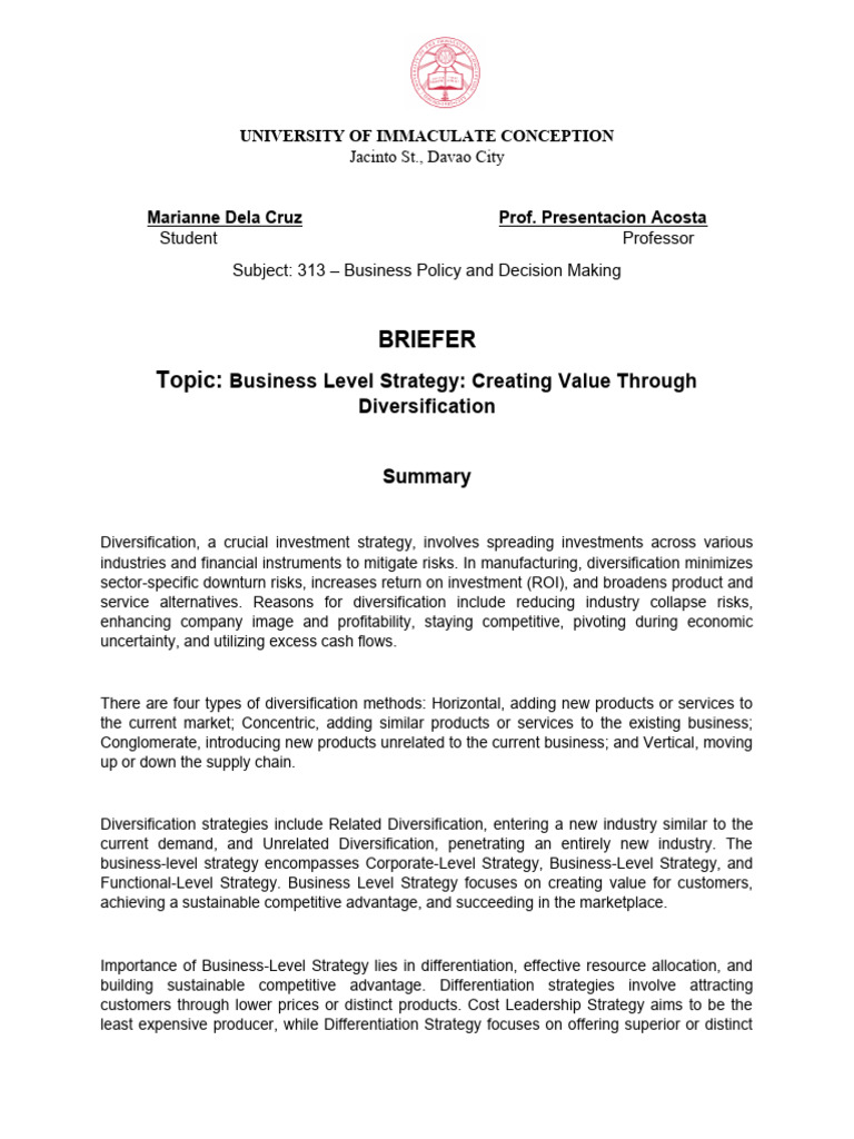 Briefer-Chapter 4_Business Level Strategy_Creating Value Through ... Briefer-Chapter 4_Business Level Strategy_Creating Value Through ...