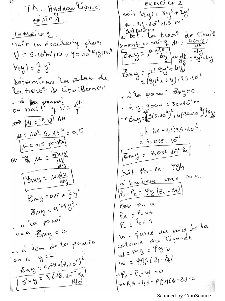 Corection Exo Méca Fluide | PDF