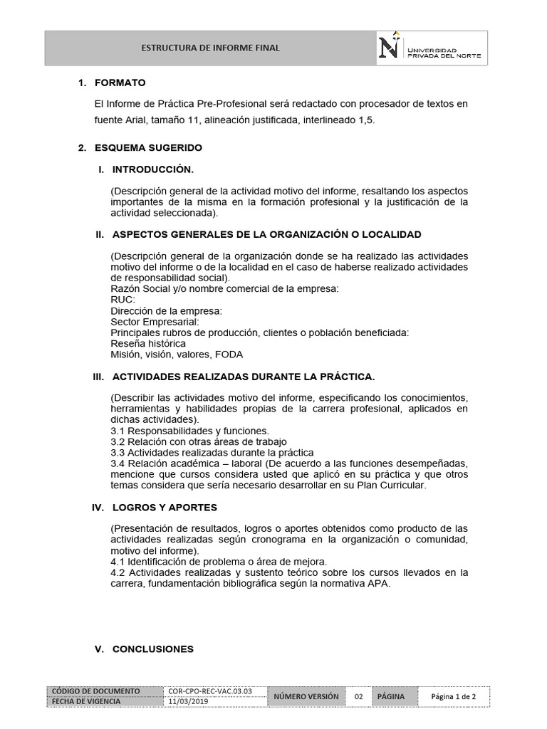 Estructura de Informe Final | PDF