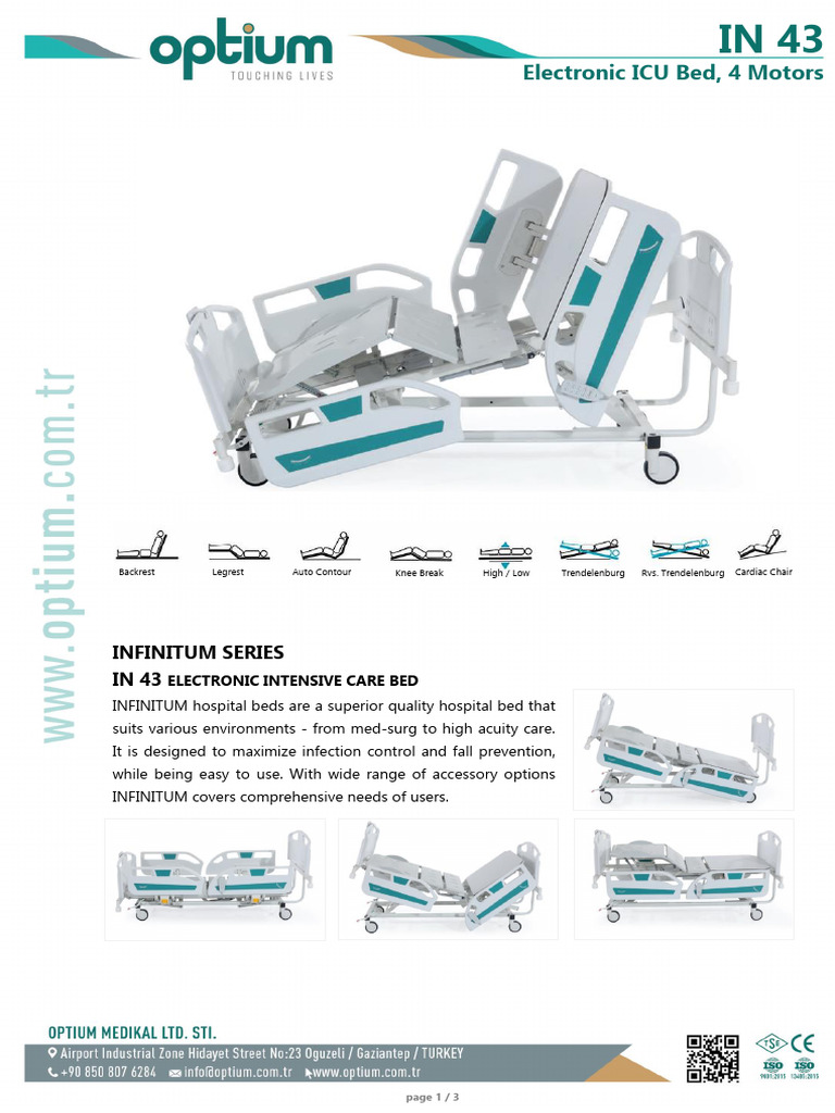 IN 43 - Electronic ICU Bed, 4 Motors | PDF | Intensive Care Unit
