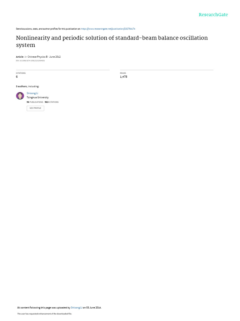 Nonlinearity and Periodic Solution of Standard-Beam Balance Oscillation ...