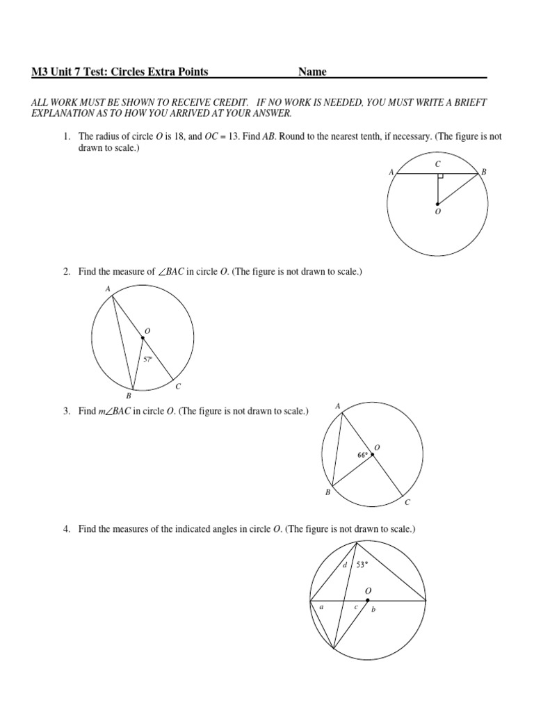 M3 Unit 7 Test: Circle Geometry Problems | PDF | Circle | Trigonometric ...