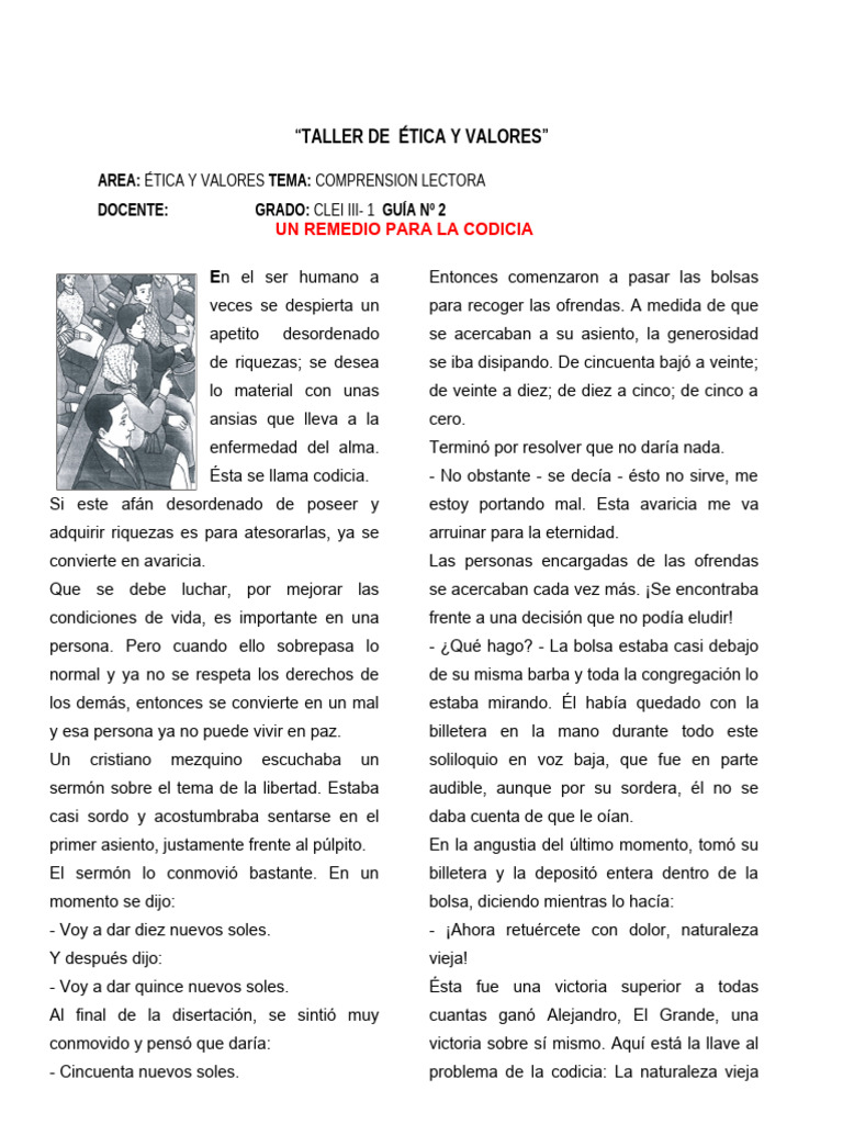 Guía #2 Castellano Clei Iii | PDF | Codicia