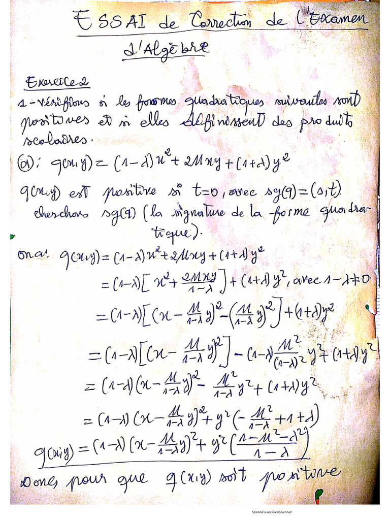 Essai de Correction Examen D'algèbre | PDF