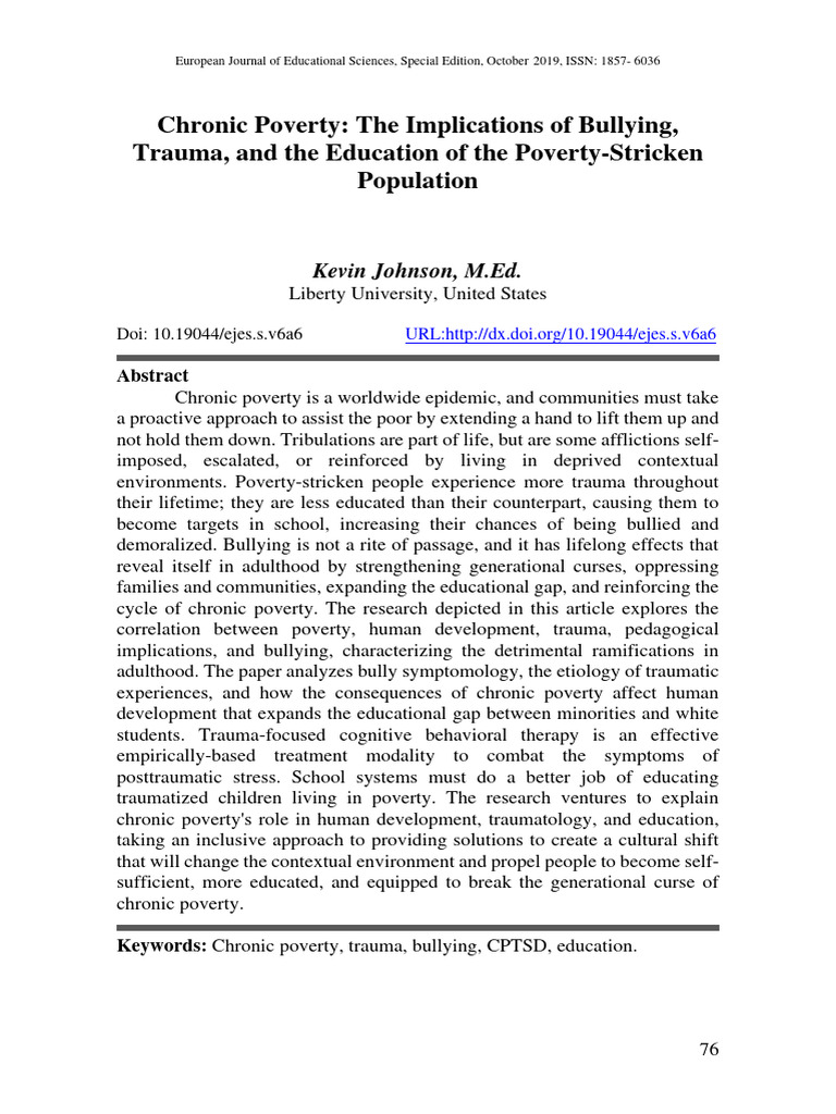Chronic Poverty's Impact on Education and Trauma | PDF | Psychological ...