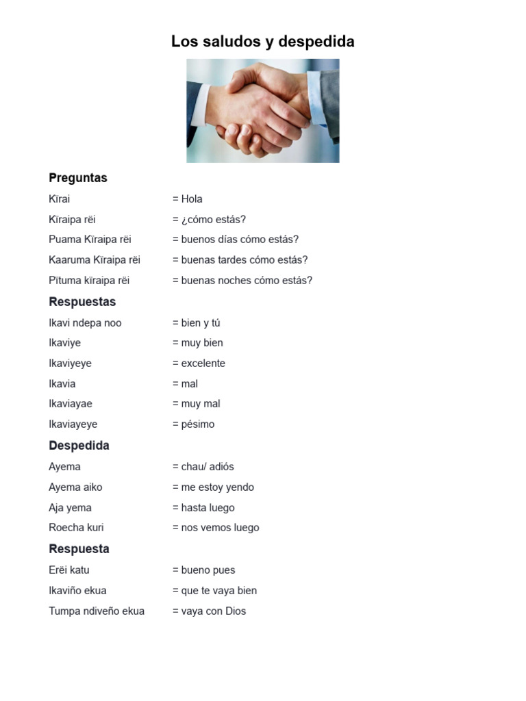 Los Saludos y Despedida | PDF