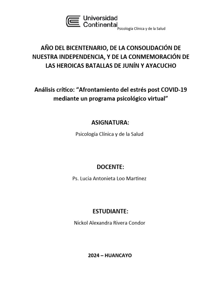 Estrategias de Afrontamiento Post COVID-19 | PDF | Estrés (biología ...