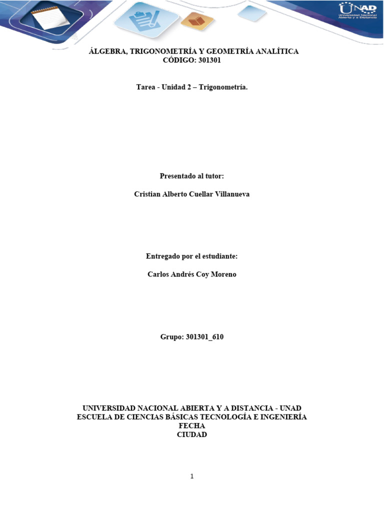 Tarea - 2 - 301301 - 610 Carlos Coy | PDF | Funciones trigonométricas ...