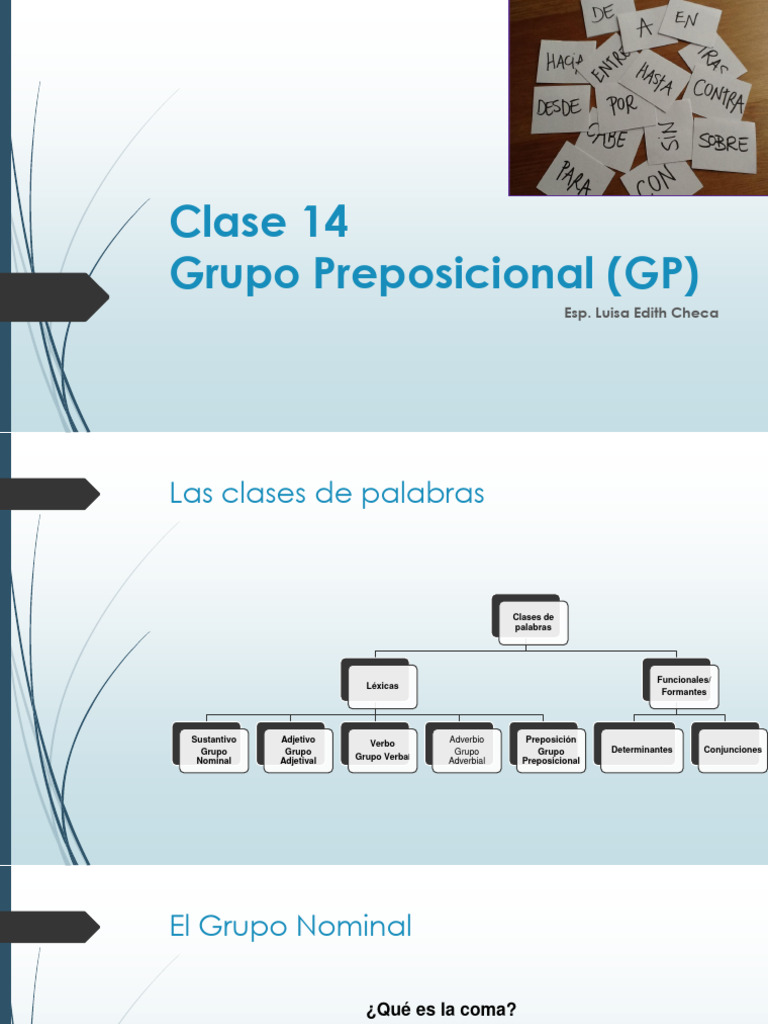 Clase 14 Grupo Preposicional | PDF | Adverbio | Preposición y Postposición