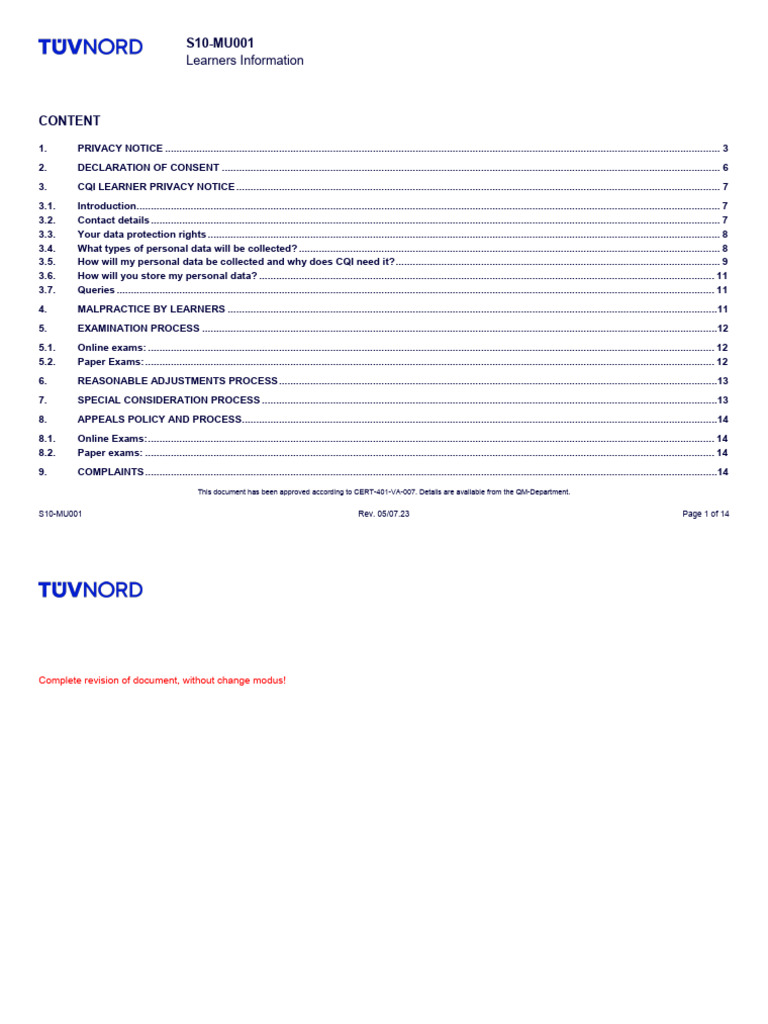 CQI Learner Privacy Notice and Consent | PDF | Computing