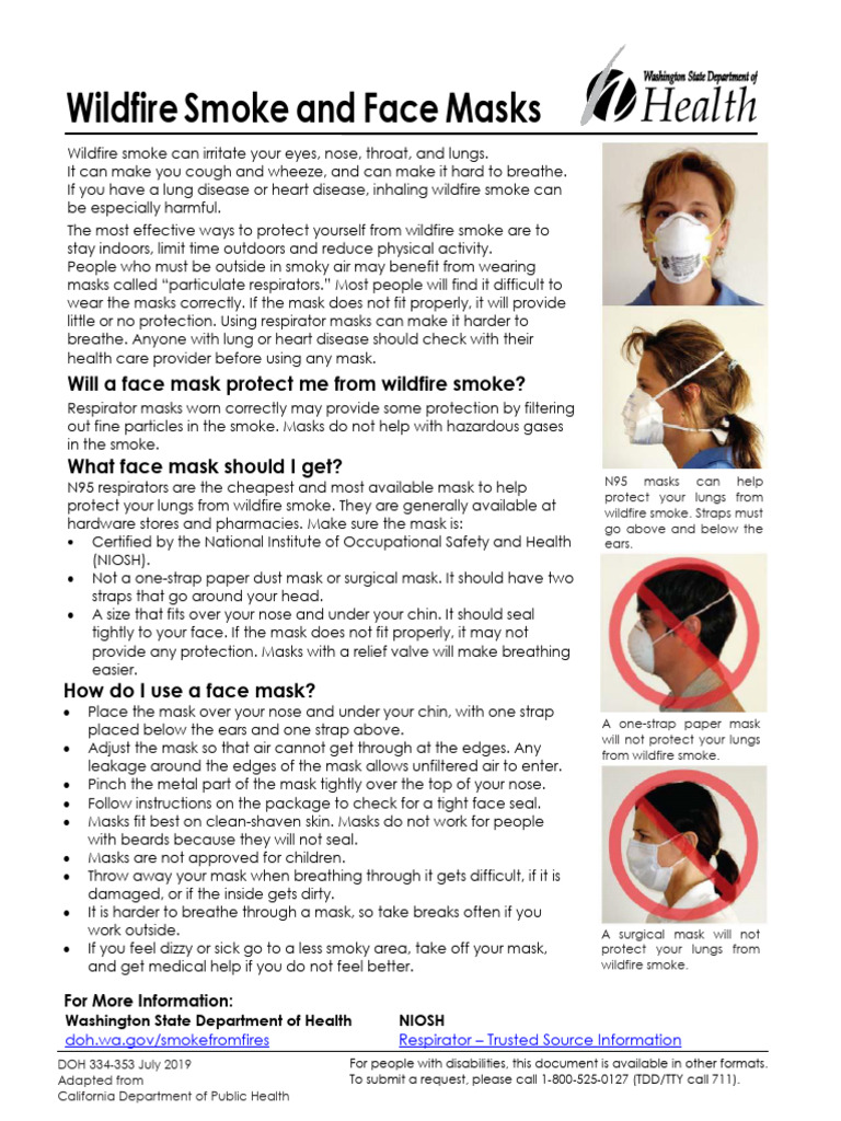 DOH_Wildfire_Smoke_Face_Masks_Factsheet | PDF | Occupational Safety And ...