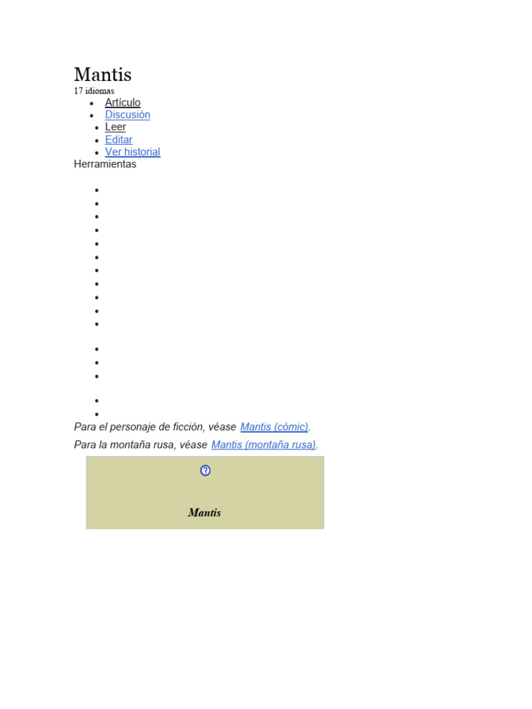 Mantis | PDF | Taxonomía (biología) | Organismos