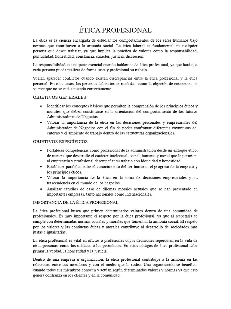 Ética Profesional | PDF | Ética profesional | Business