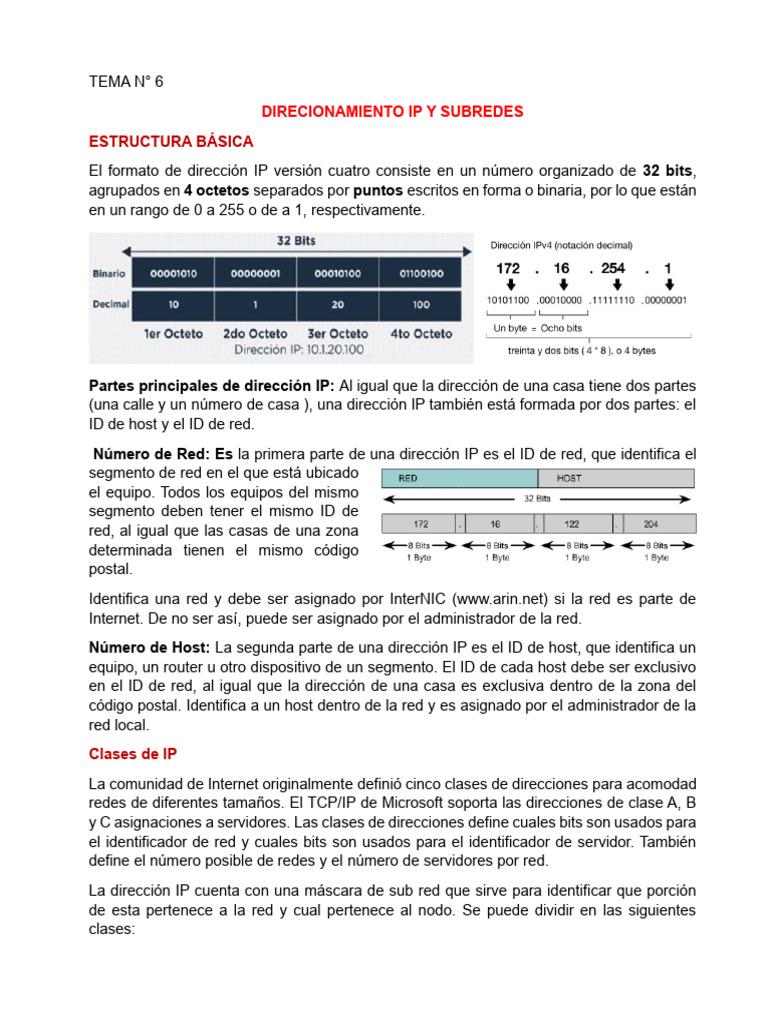 Direccionamiento Ip y Sub Redes 1 | PDF | Dirección IP | Arquitectura de internet