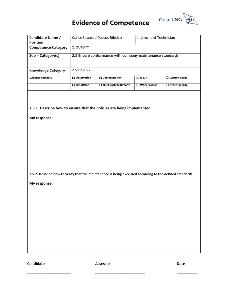 Instrument Technician Competence Evidence | PDF | Computers