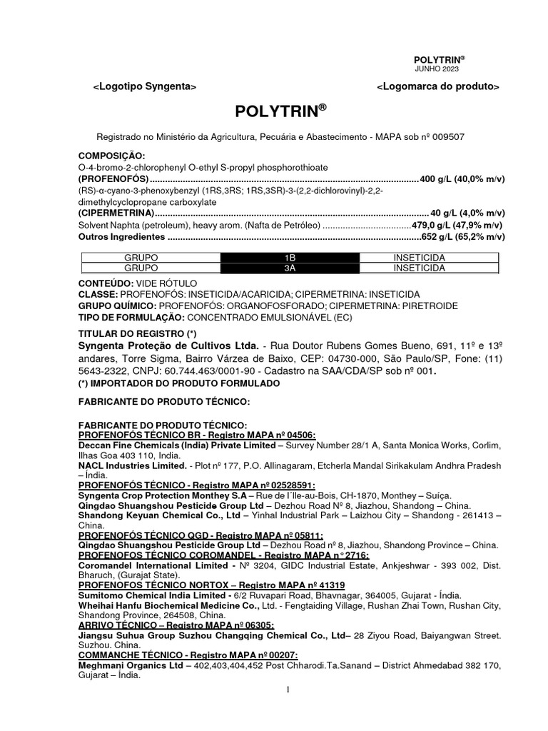 Bula Polytrin Jun 23 | PDF | Insetos e seres humanos | Insetos