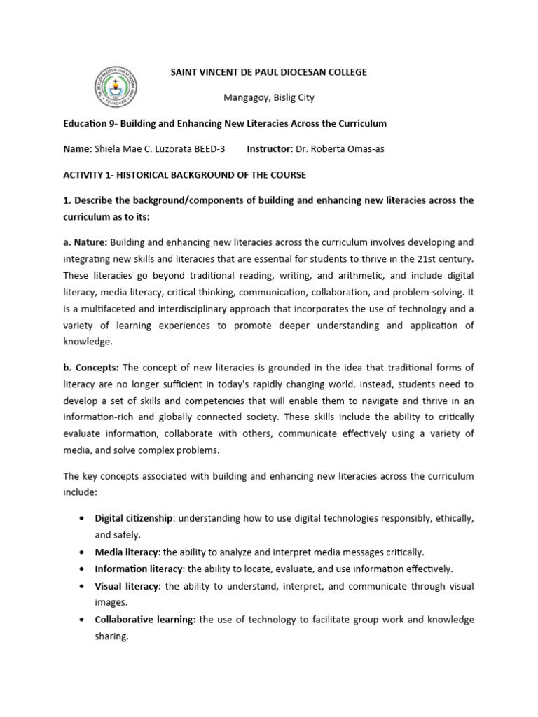 Shieng EDUC 9 1-9 Activity | PDF | Literacy | Mass Media