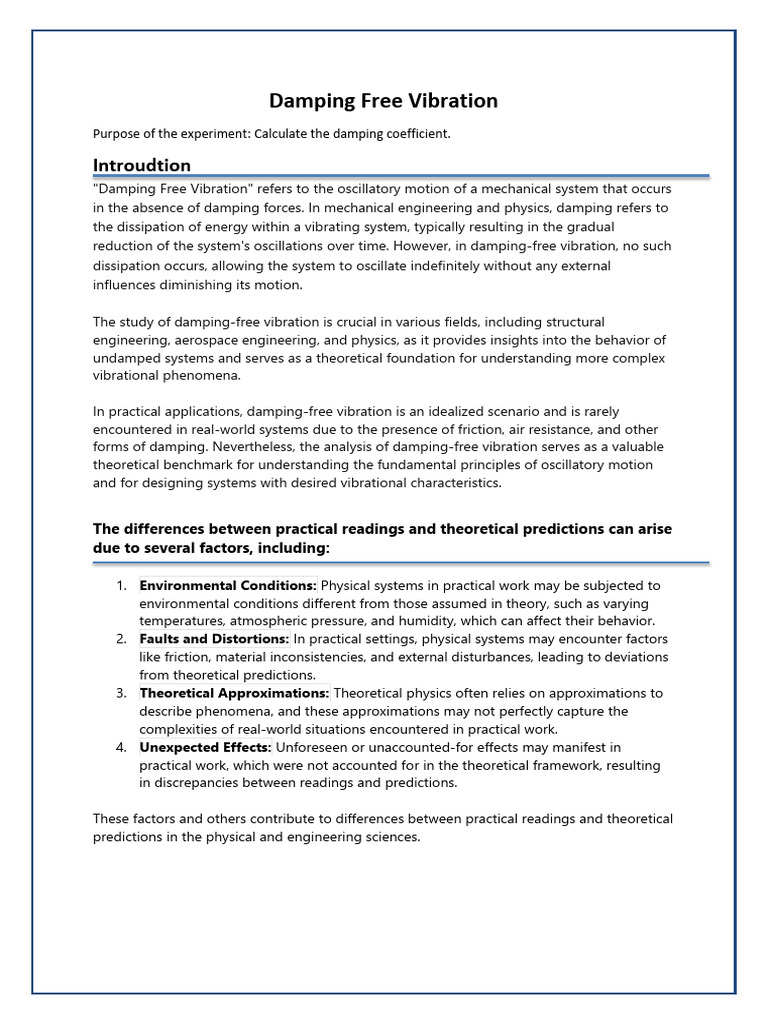 Damping Free Vibration | PDF | Damping | Friction