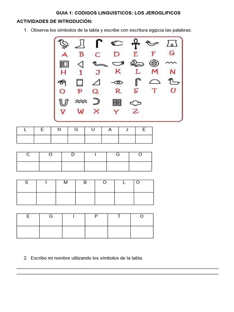 Jeroglíficos Egipcios para Niños | PDF | Jeroglíficos egipcios | Escritura