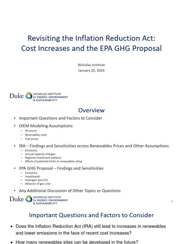 Nicholas Institute Modeling of The IRA Act (Jan 25 2024) | PDF | Renewable Energy | Wind Power