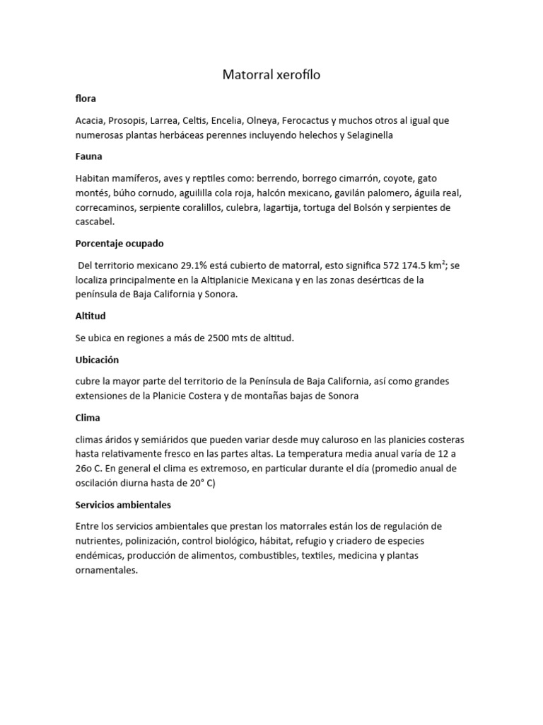 Matorral xerofílo | PDF