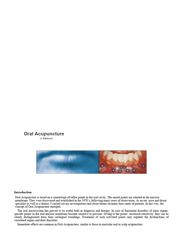 Oral Acupuncture | PDF | Gastrointestinal Tract | Acupuncture