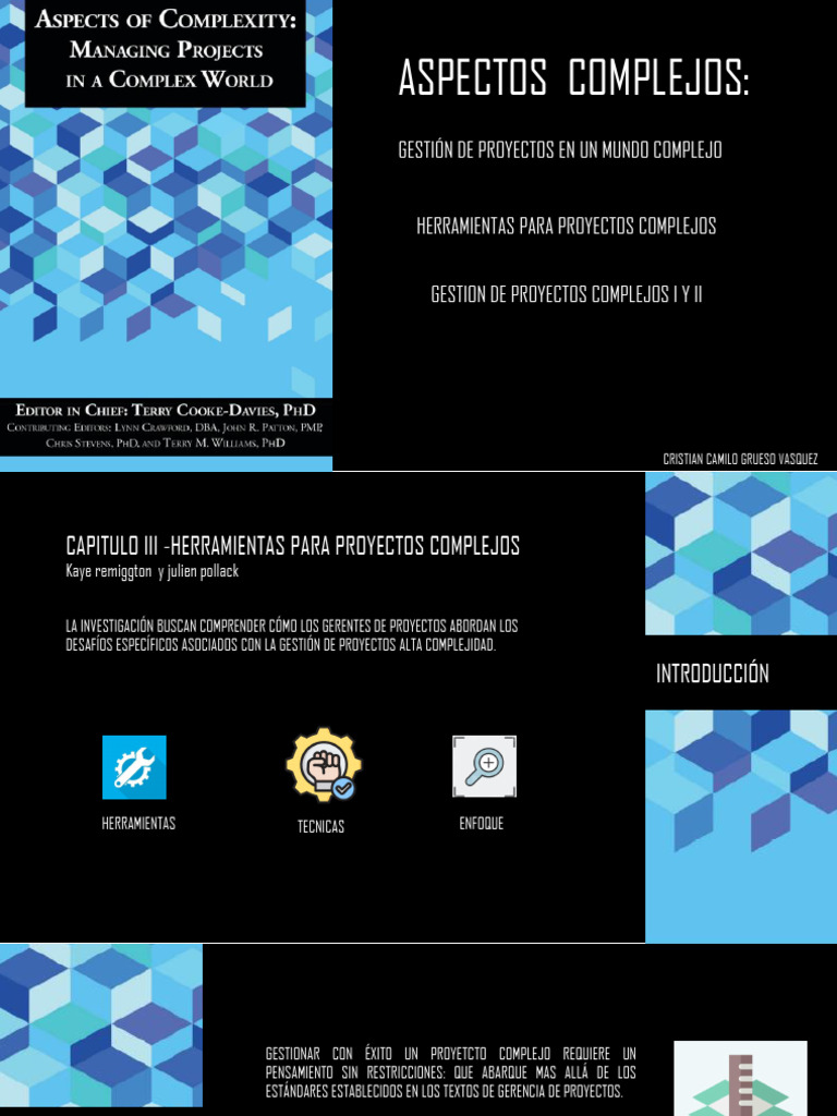 GERENCIA DE PROYECTOS ASPECTOS COMPLEJOS | PDF | Gestión de proyectos | Complejidad