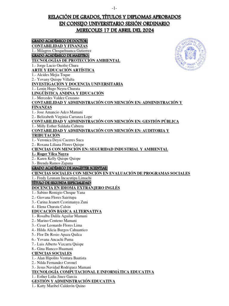 Ordinario | PDF | Titulo academico | Calificaciones