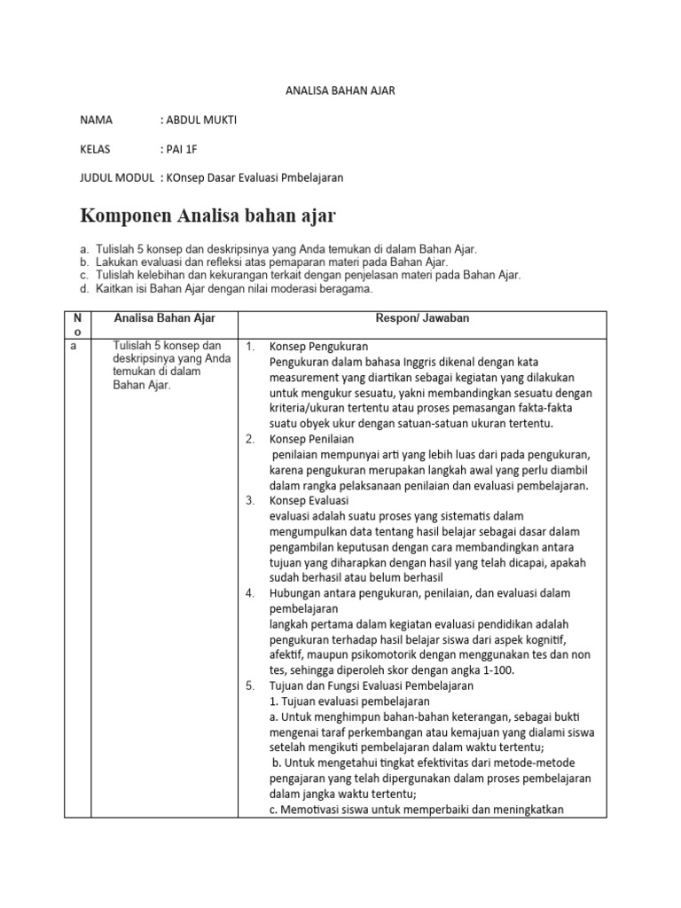 ANALISA BAHAN AJAR KB 1 Modul 4 | PDF | Pengembangan Diri