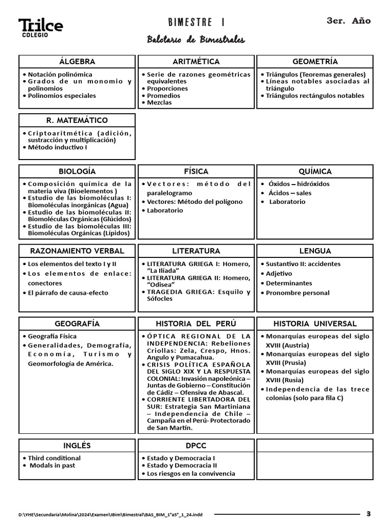 BAS BIM 3ro IB 24 | PDF | Biomoléculas | Matemáticas