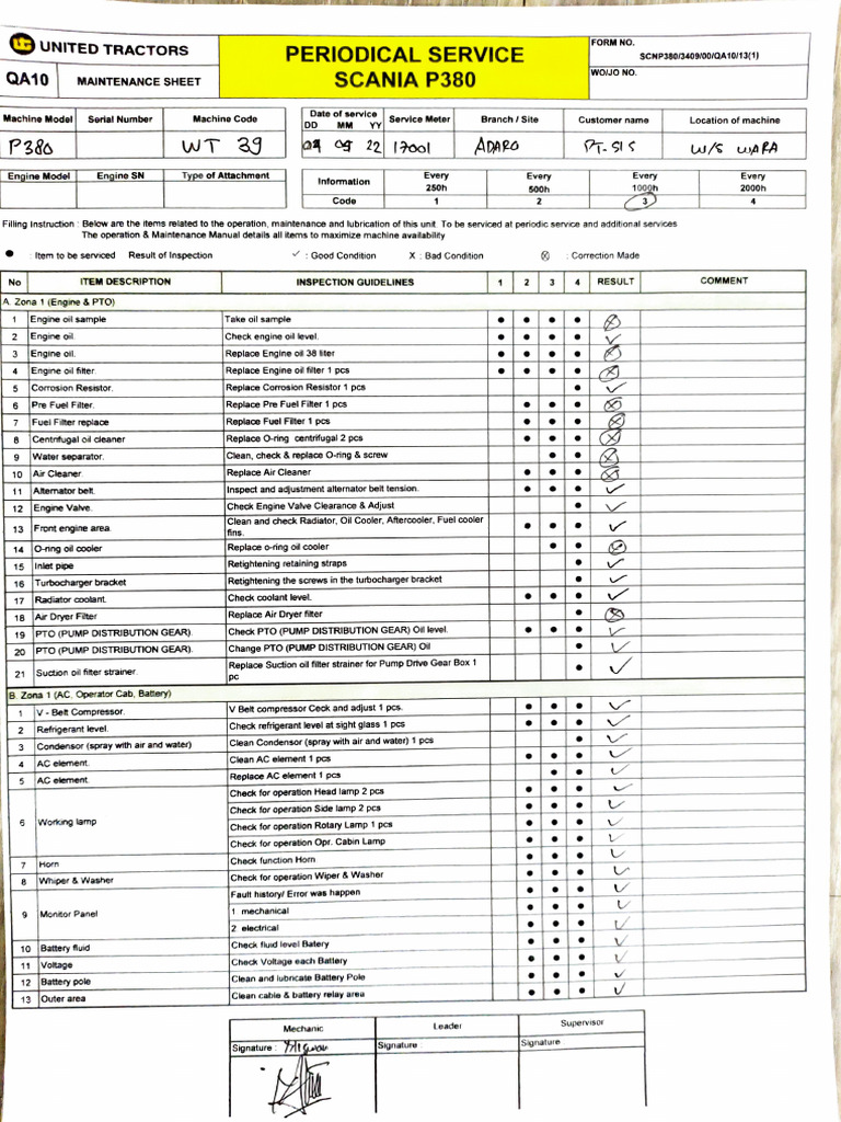service sheet scania | PDF | Motor Oil | Pump