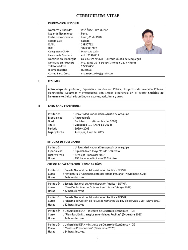 Cv-Jose Tito - GRM | PDF | Enseñando | Presupuesto